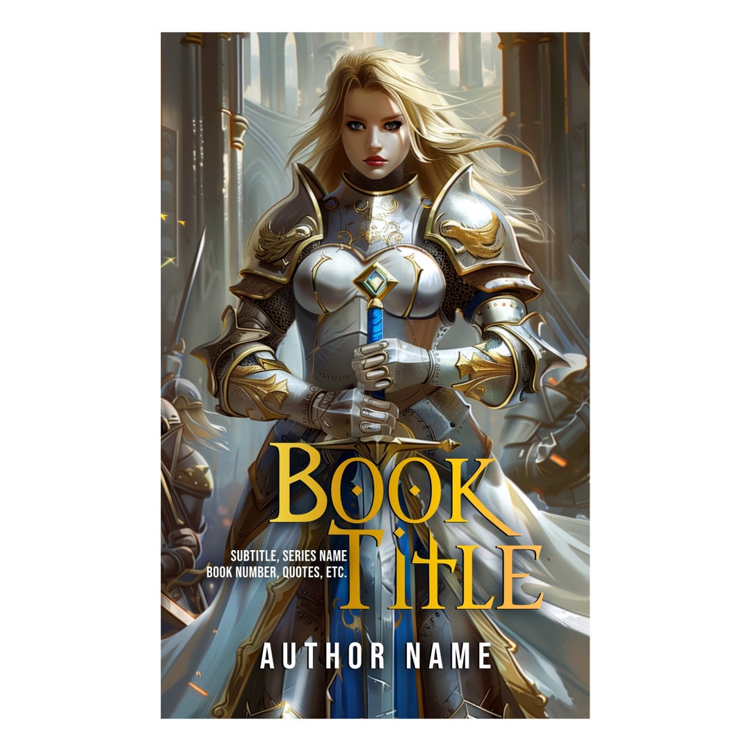 Fantasy Premade Book Covers Medieval Blonde Female Knight Armor Broad ...
