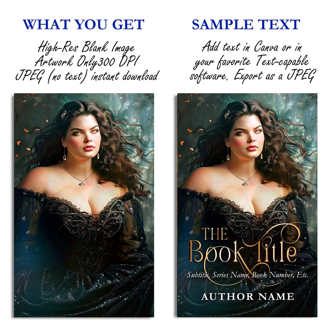 Readymade Book Cover Romance Beautiful Plus Size Woman Dark Hairfantasy ...