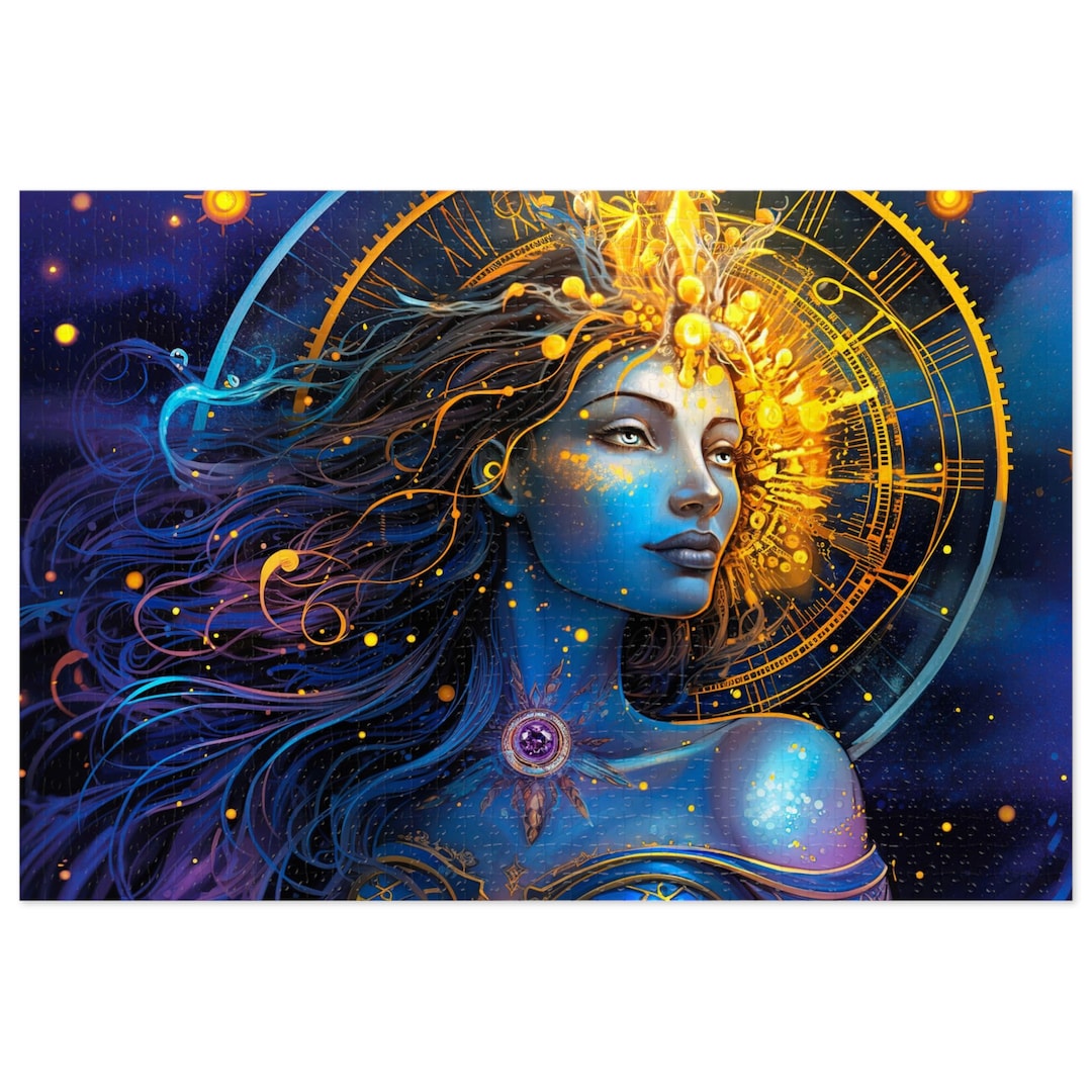 Moon Goddess Sun Jigsaw Puzzle 1000 Pieces Mythical Art Celestial Blue ...