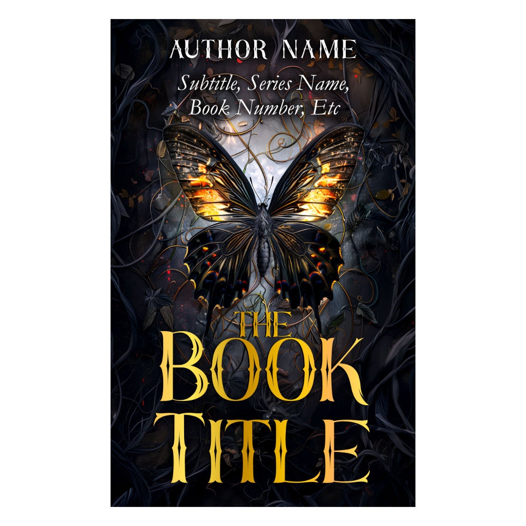 Black Butterfly Elegant Arabesque Dark Fantasy Readymade Book Cover ...