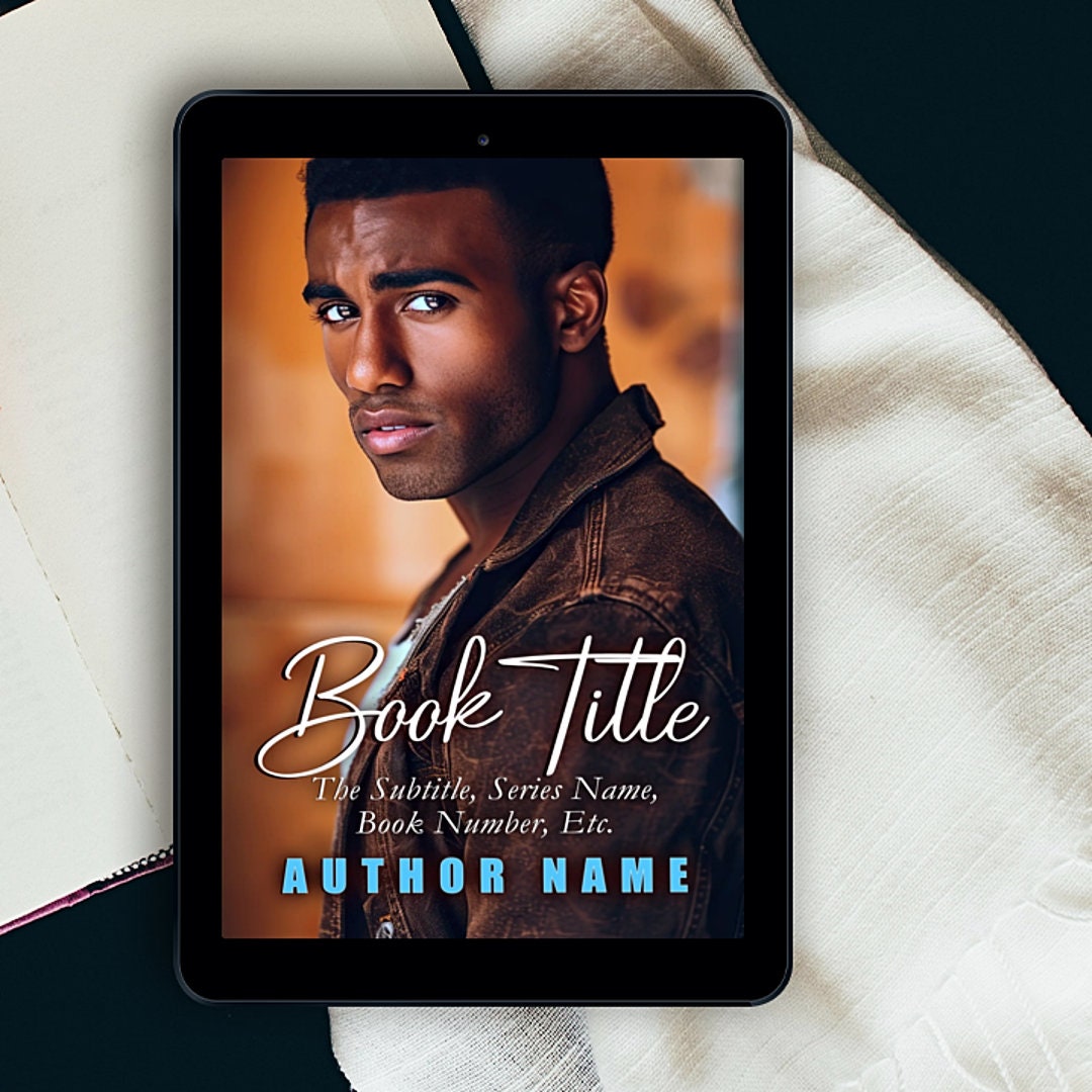 Premade Book Cover Bad Boy Romance Cute Black Man Brown Jacket Looking ...
