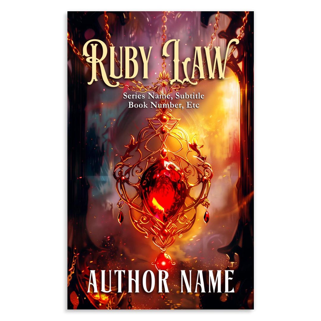 Ruby Amulet Magic Book Cover Design: Fantasy Novel Premade Cover ...