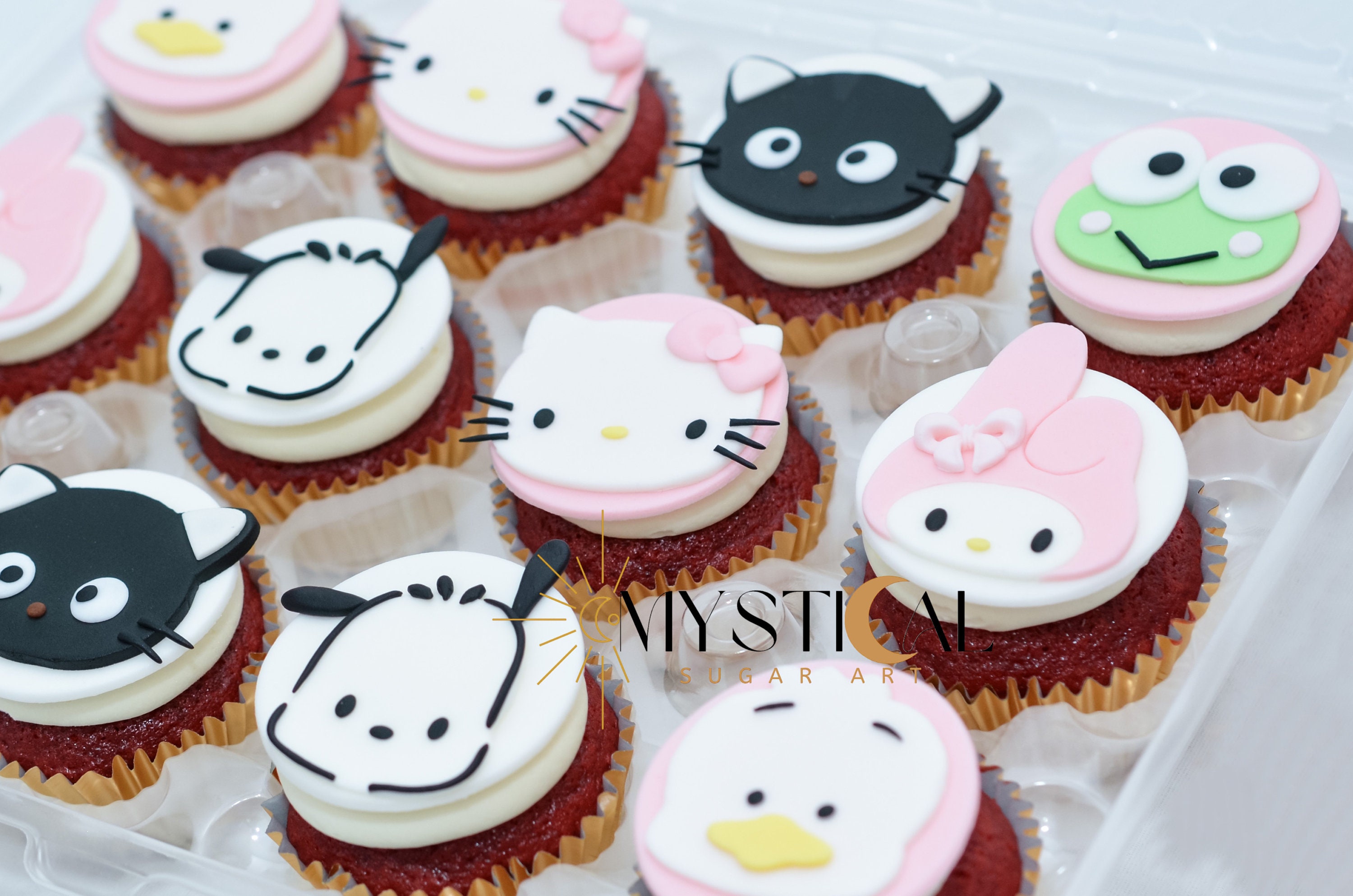 Hello Birthday Kitty and Friends Cupcake Toppers, Kitty Party, Fondant ...