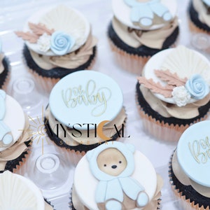 Boho Bear Baby Shower Cupcake Toppers, Boho Cake Topper, Bear Baby ...