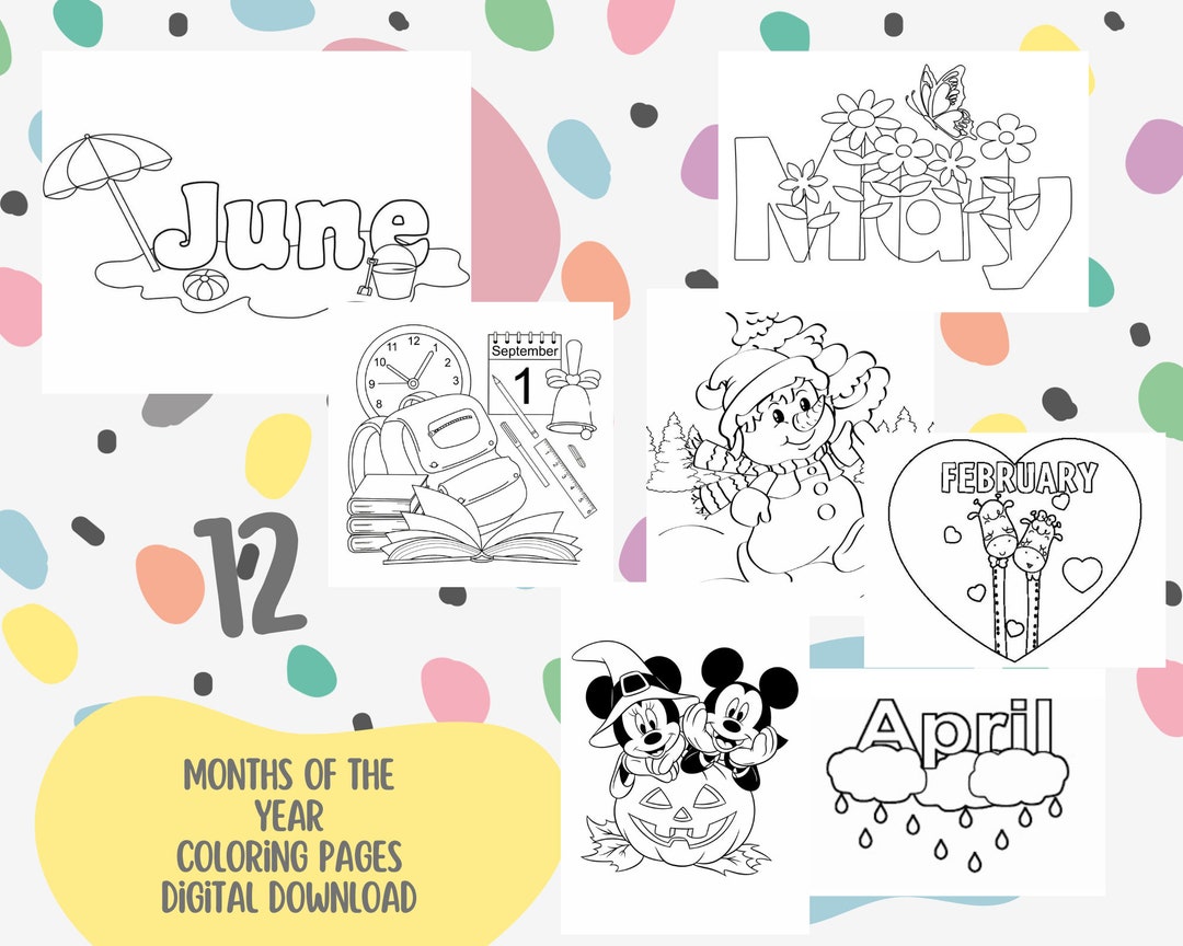 Months of the Year Colouring Pages for Kids / Printable - Etsy