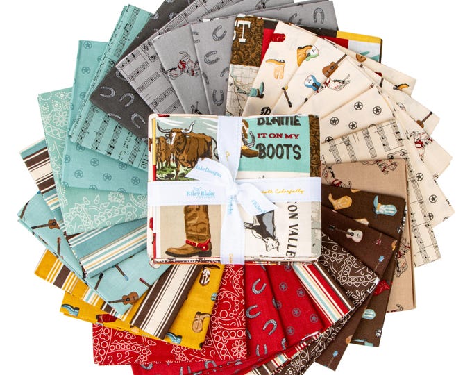 Cowboys 25 Piece Fat Quarter Bundle, Riley Blake Designs, Cowboys Fat ...