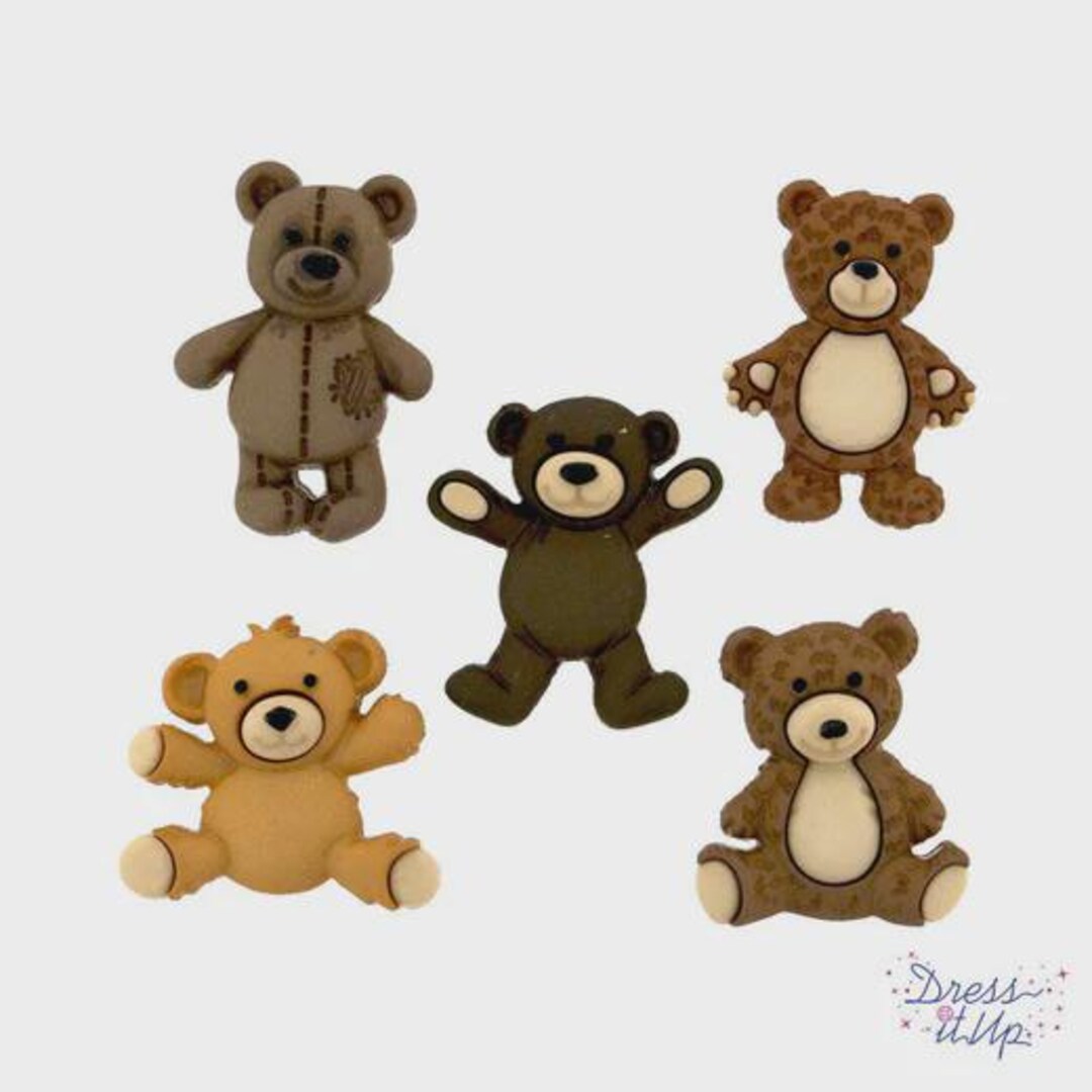Teddy Bears Themed Buttons 5 Pieces, Dress It up Buttons - Etsy
