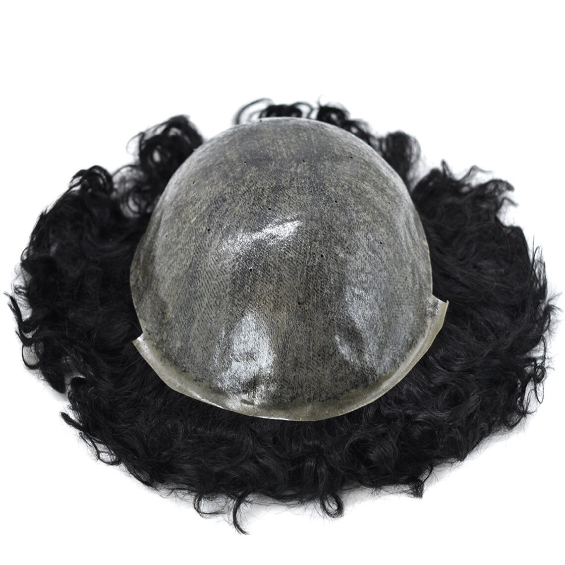 Toupee for Men Wavy Hair Unit Skin Pu Hair Replacement System Afro for ...