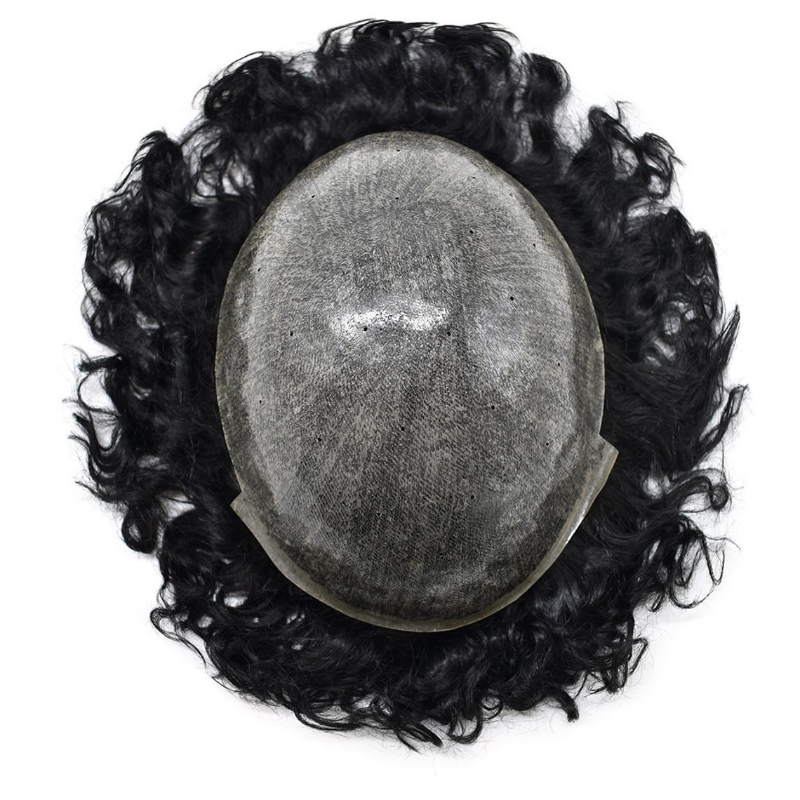 Toupee for Men Wavy Hair Unit Skin Pu Hair Replacement System Afro for ...