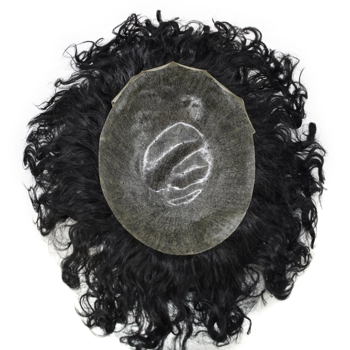 Toupee for Men Wavy Hair Unit Skin Pu Hair Replacement System Afro for ...