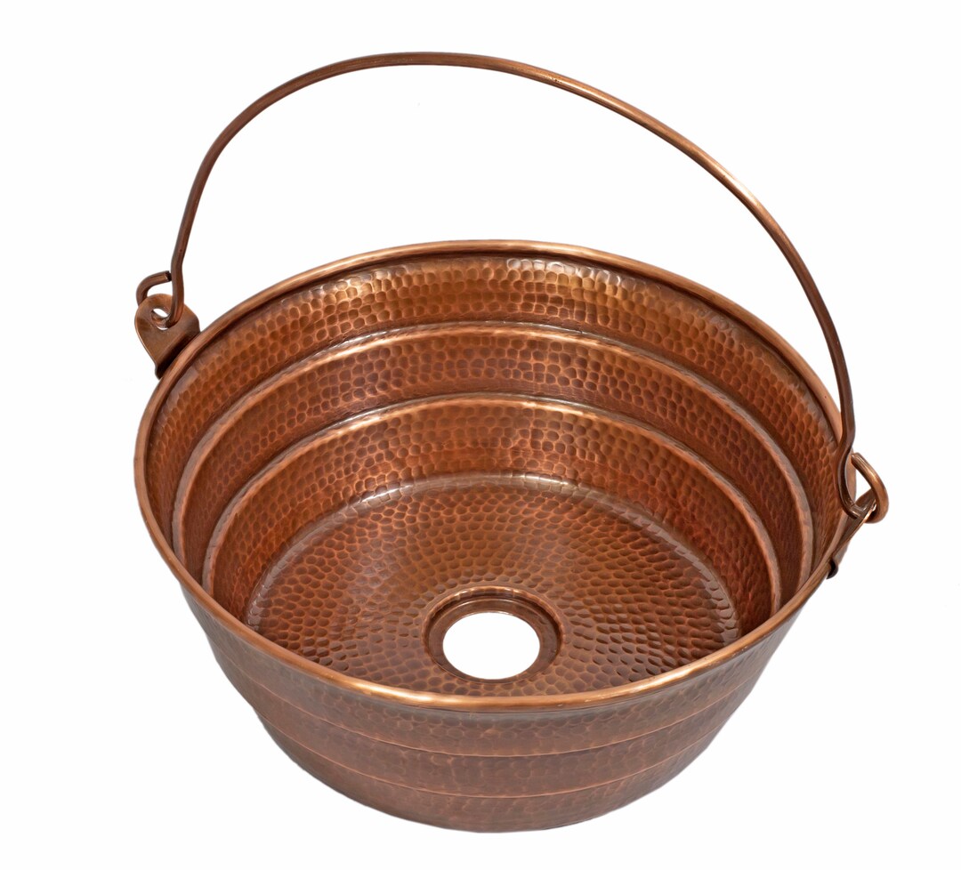 Bucket Copper Sink Hammered Copper Sinks Rustic Copper Washbasins - Etsy