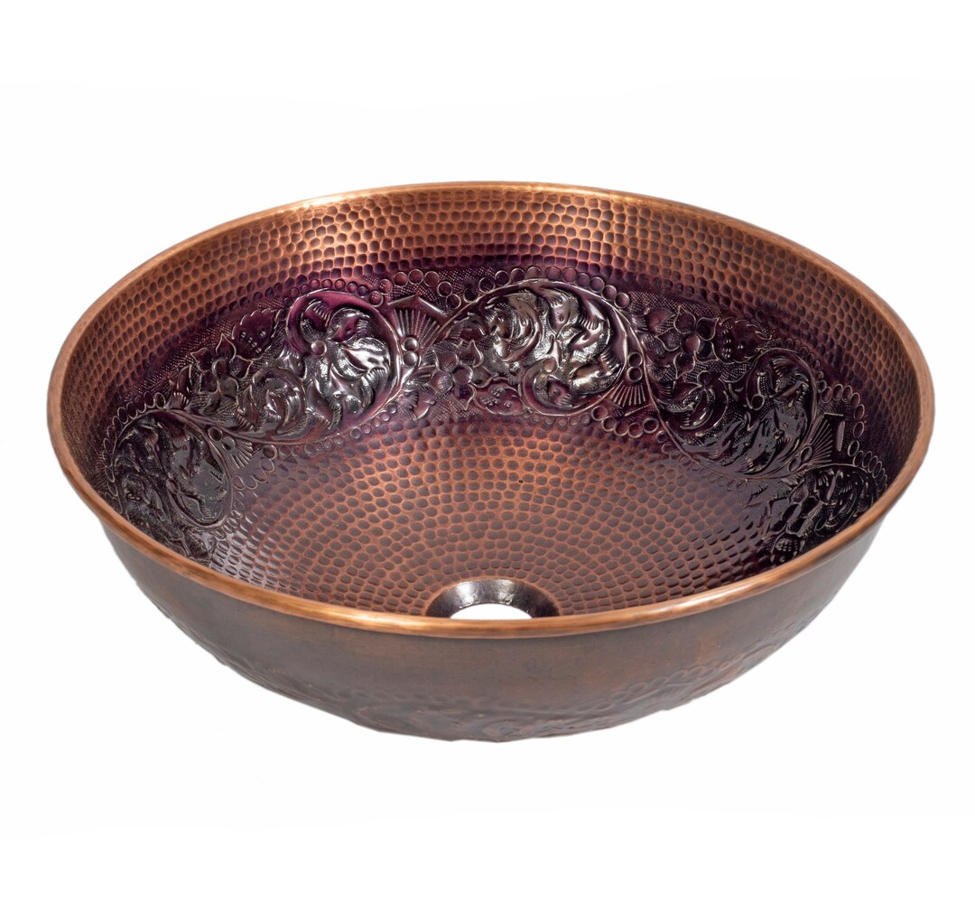 Round Copper Sink Hammered Copper Sinks Antique Copper Washbasins ...