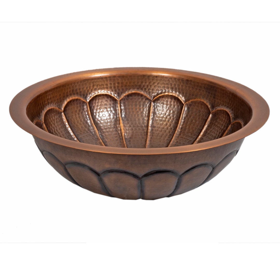 Round Copper Sink Hammered Copper Sinks Top Mount Copper - Etsy