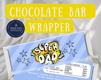 Super Dad Candy Bar Wrappers, Easy Father's Day Gift, Printable Instant ...