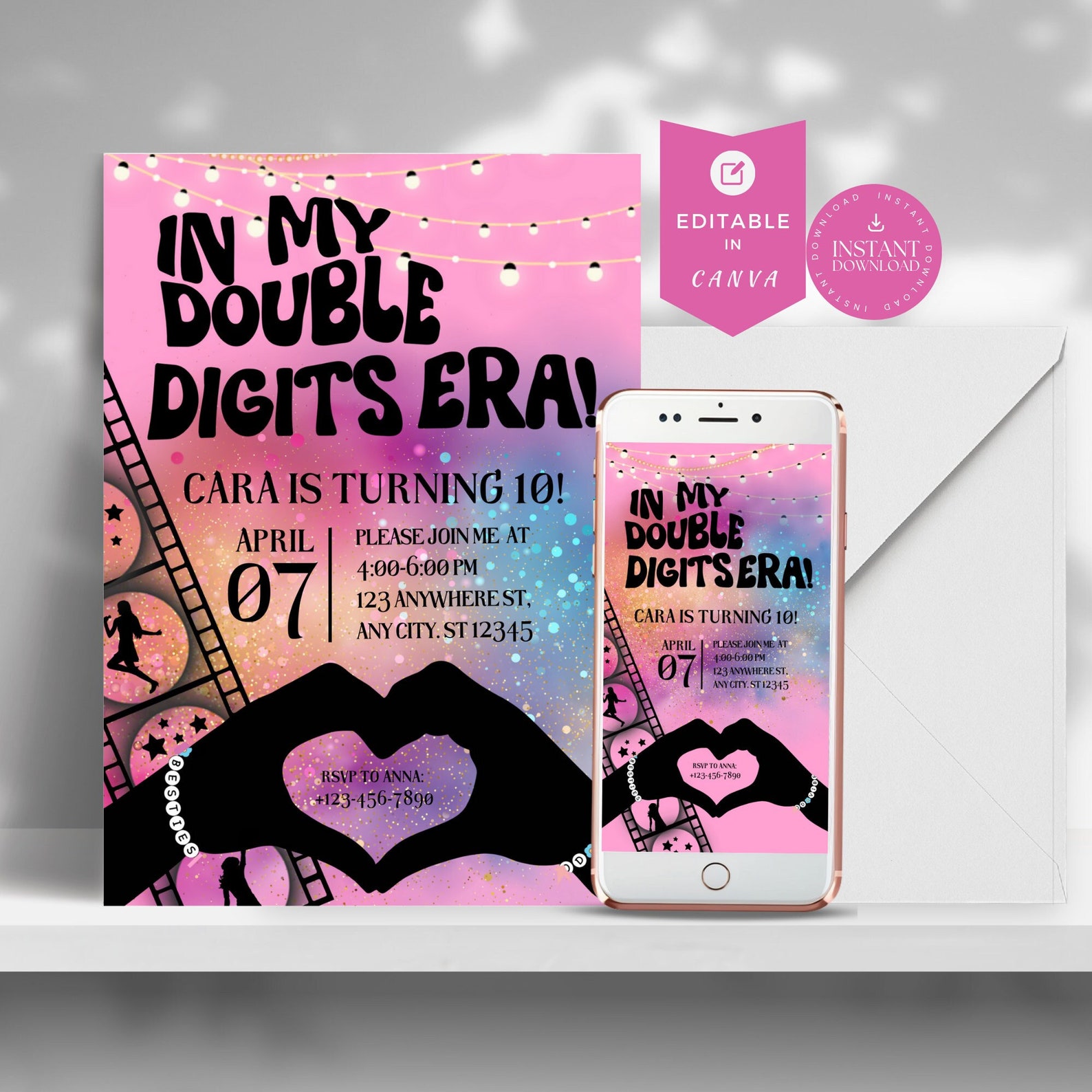 Editable Eras Birthday Invitation,taylor Swift Birthday,eras Tour,teen ...