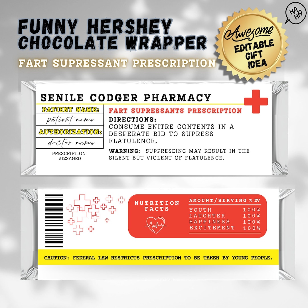 Personalized Prescription Chocolate Bar Label, Funny Novelty Gift ...