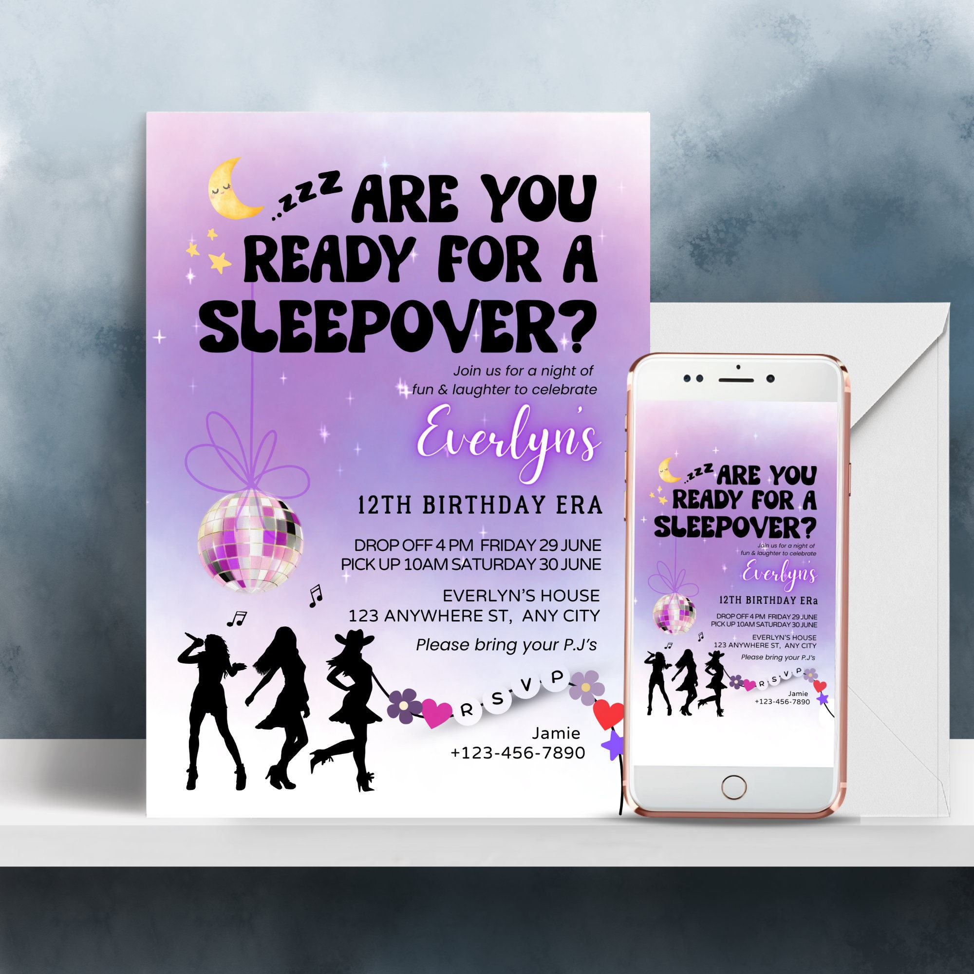 Sleepover Birthday Invitation, Taylor Swift Invite, Eras Party ...