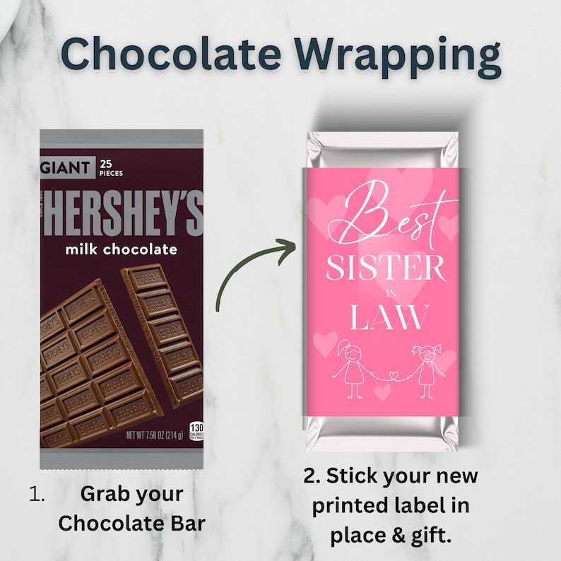 Candy Bar Wrapper, Printable Instant Download, Sister in Law Gift Idea ...