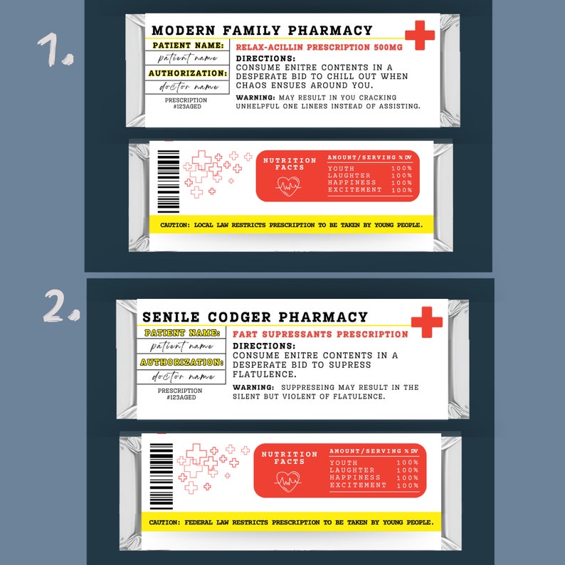 Personalized Prescription Chocolate Bar Label, Funny Novelty Gift ...