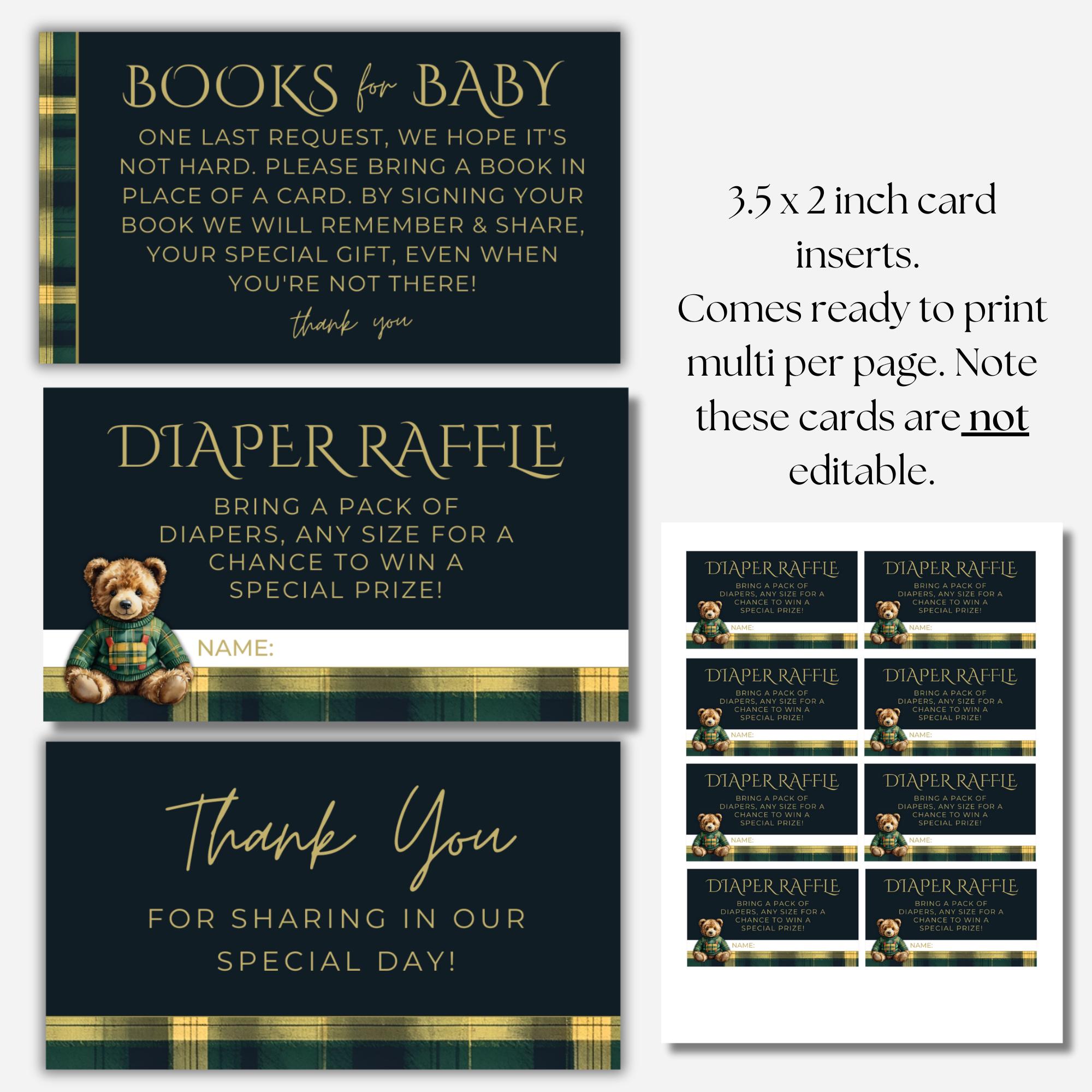 Classic Dark Green Plaid Equestrian Baby Shower Bundle | Invitations ...