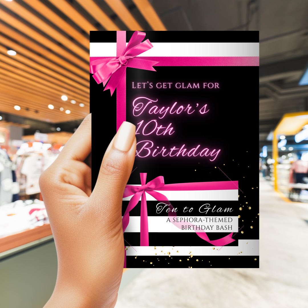 EDITABLE Neon Birthday Invitation, Pink Birthday Invitation, Birthday ...