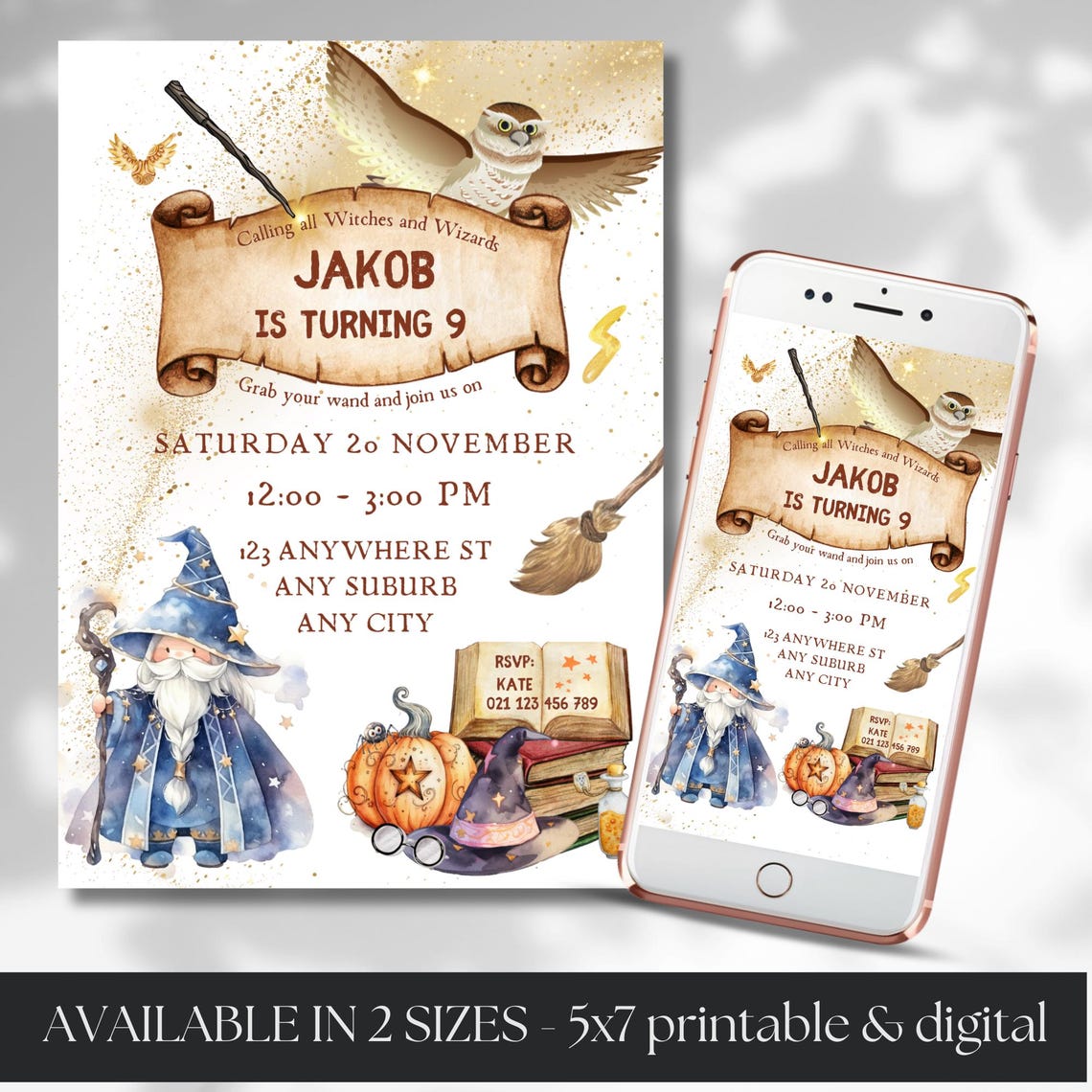 Editable Wizard Birthday Invitation Template | Magic Theme Birthday ...