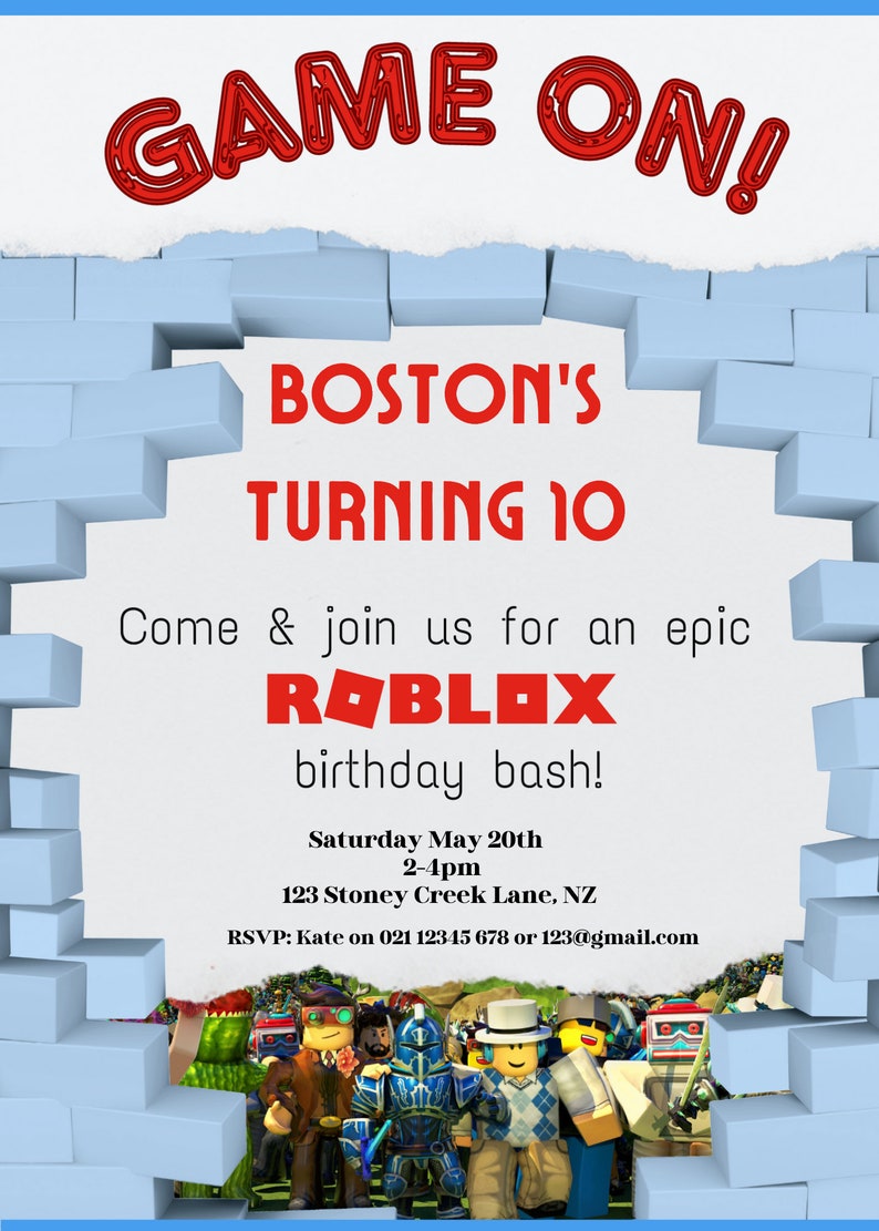 Editable Roblox Birthday Invitation Template Printable - Etsy