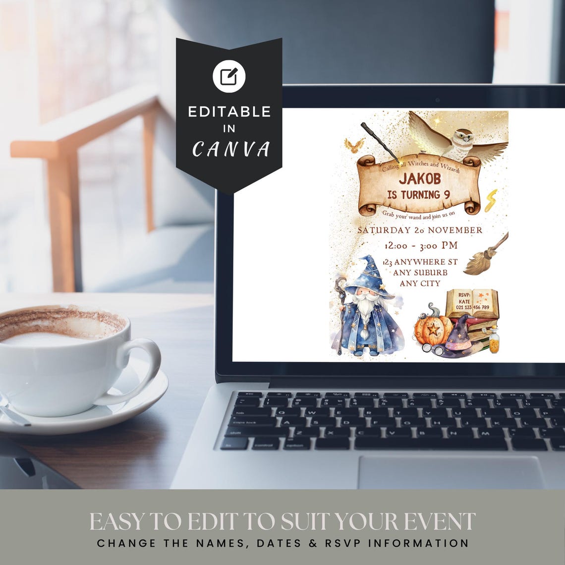 Editable Wizard Birthday Invitation Template | Magic Theme Birthday ...