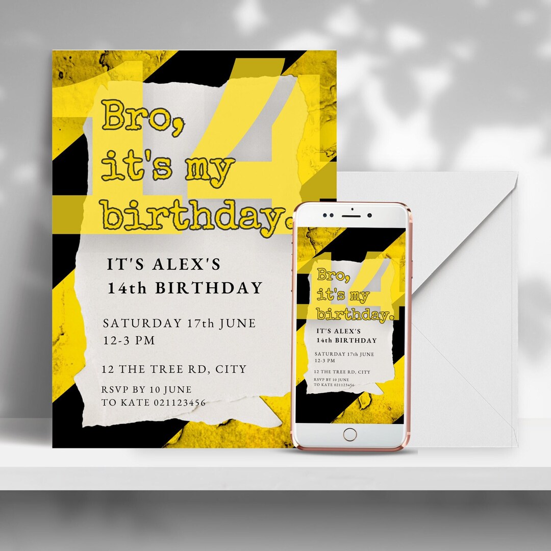 Editable Digital Birthday Invitation for 13th Birthday Boy, Party Idea ...