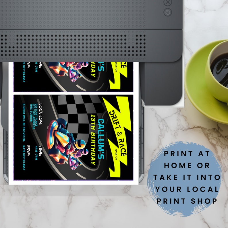 Go Kart Birthday Invitation, Go Kart Party, Karting Invitation, Go Kart ...