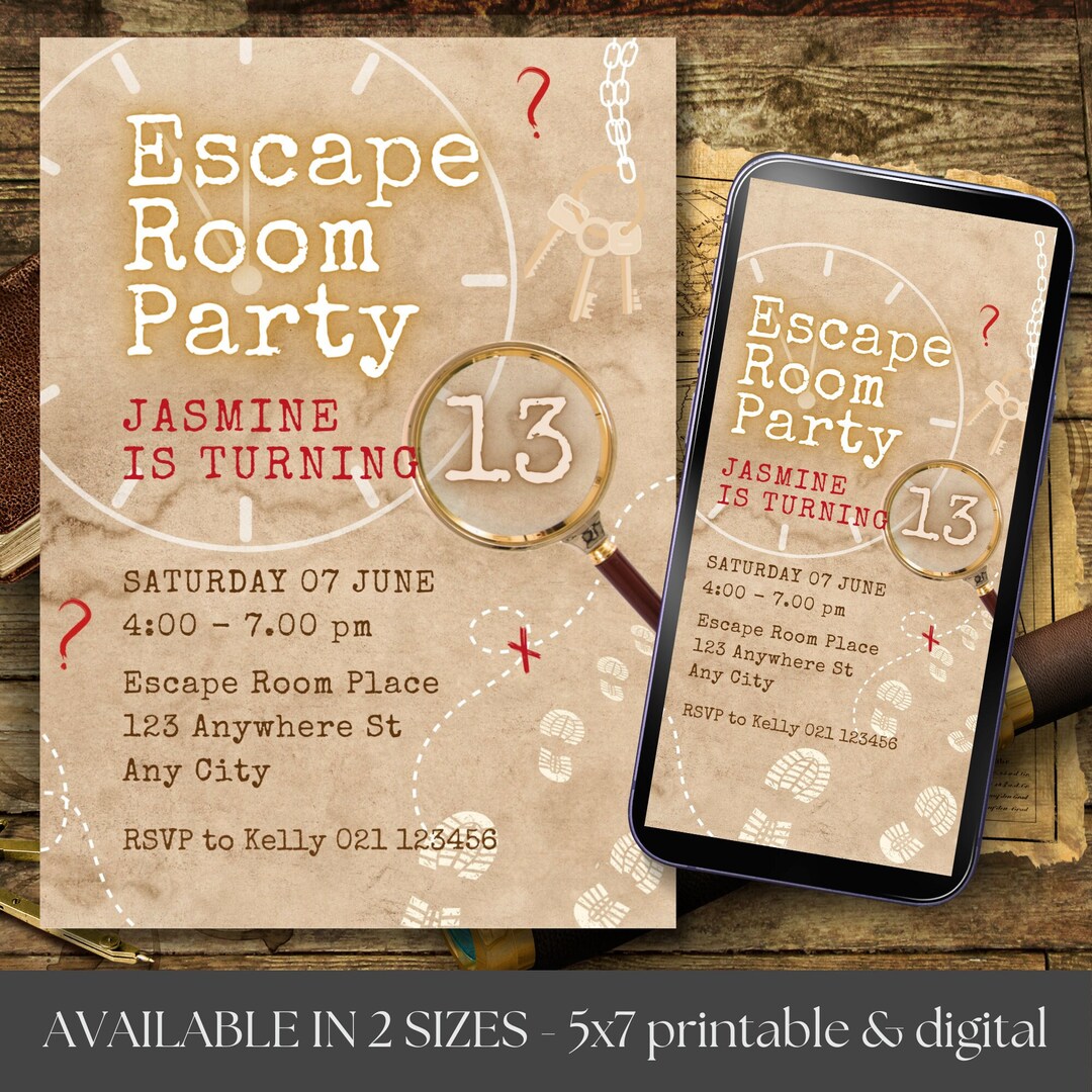 Editable Escape Room Birthday Invitation, Digital Invite, for Kids or ...