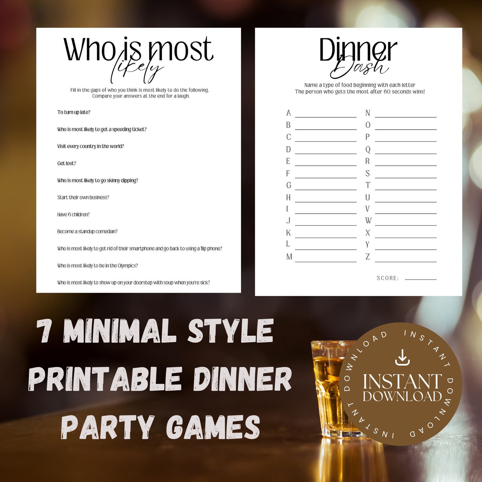 7 Printable Dinner Party Games | Dinner Table Party Games | Icebreaker ...