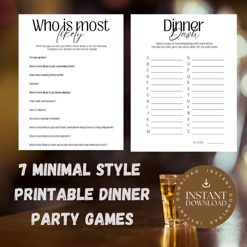 7 Printable Dinner Party Games | Dinner Table Party Games | Icebreaker ...