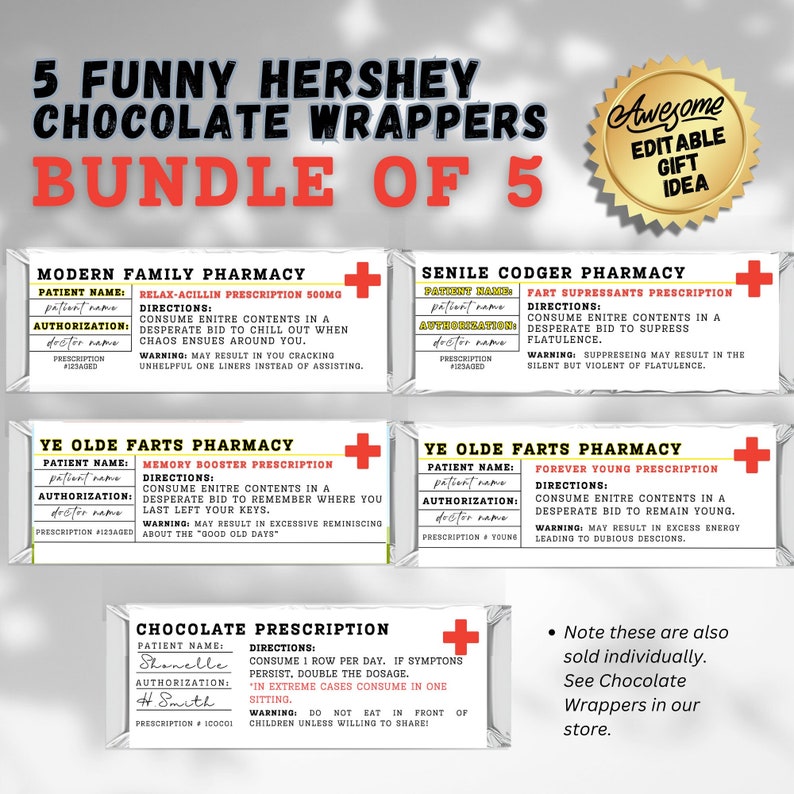 Personalized Prescription Chocolate Bar Label, Funny Novelty Gift ...