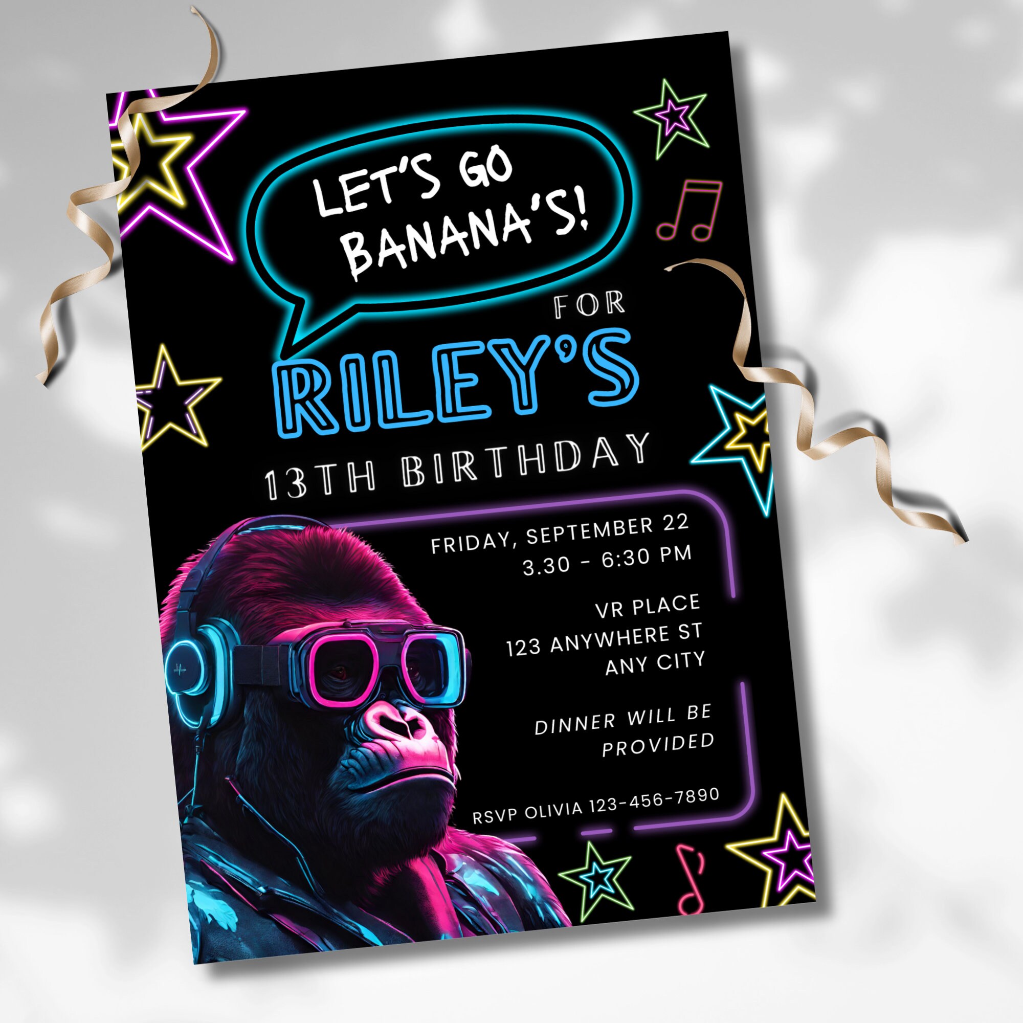 Editable Vr Birthday Invitation Virtual Reality Party Instant