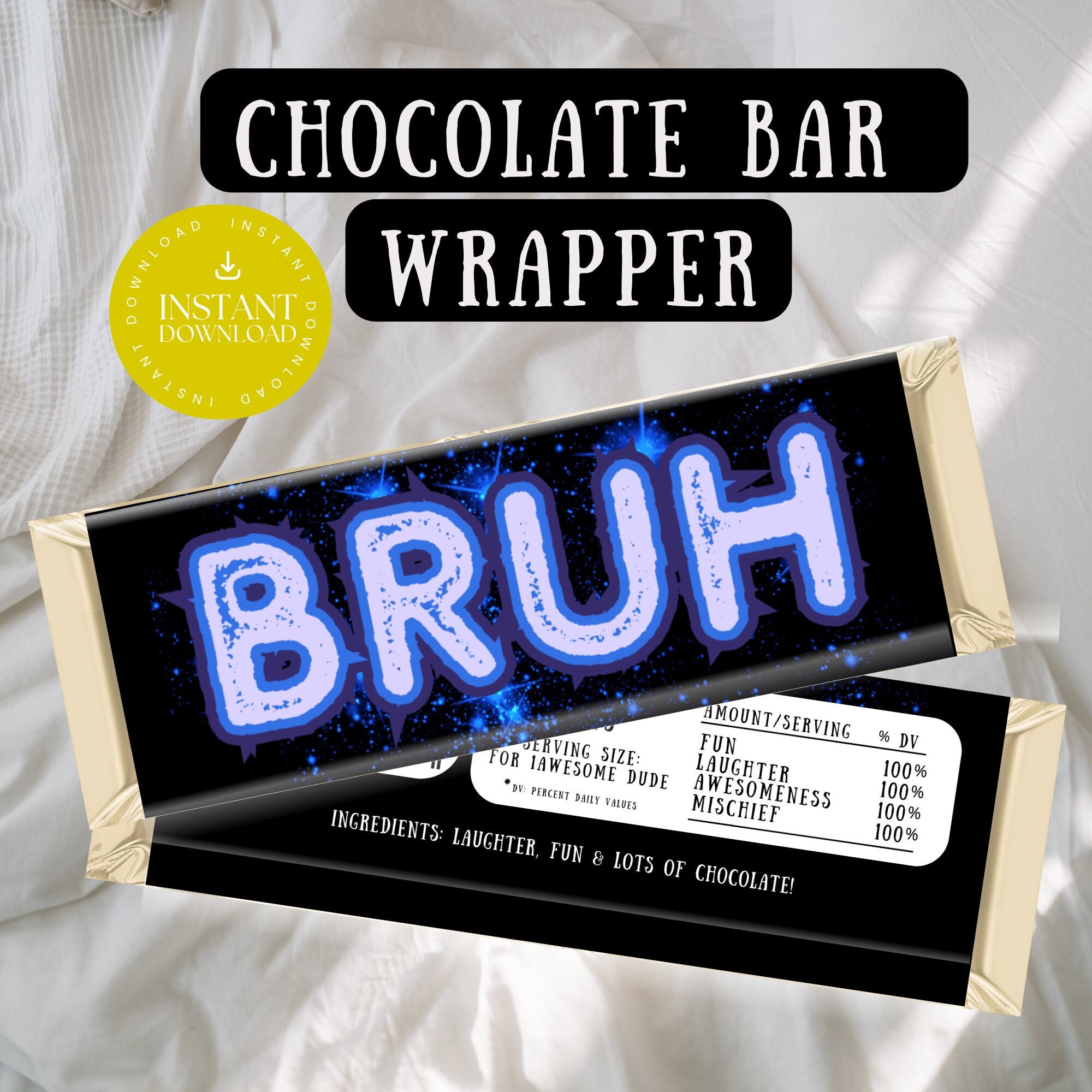 Bruh Chocolate Wrapper, Teenage Birthday Favor, Hershey Bar Wrapper ...