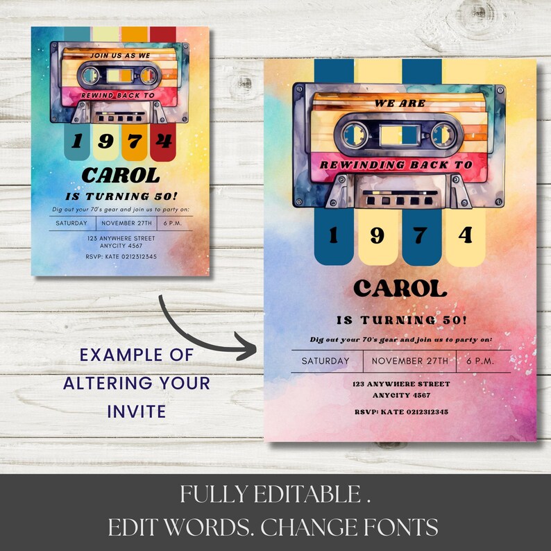 50th Birthday Party Invite Template. Instant Download. Born in 1974 ...