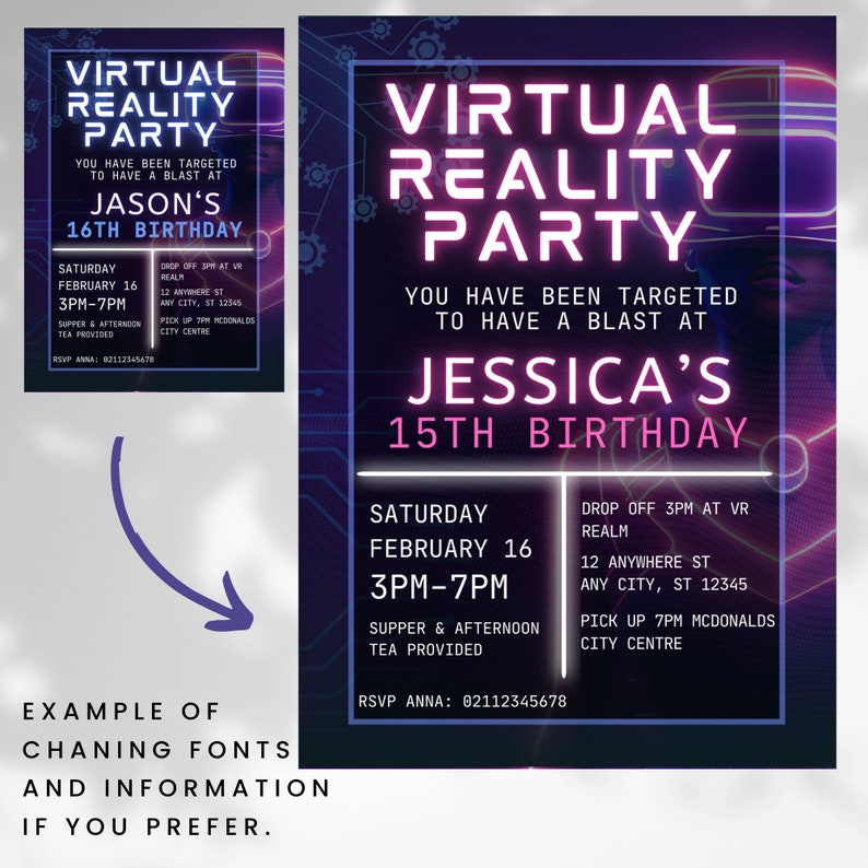 Editable VR Birthday Invitation, Virtual Reality Party, Instant ...