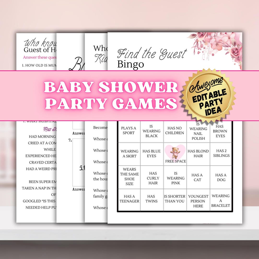 Minimalist Baby Shower Games, Modern Baby Shower Game Bundle, Printable ...