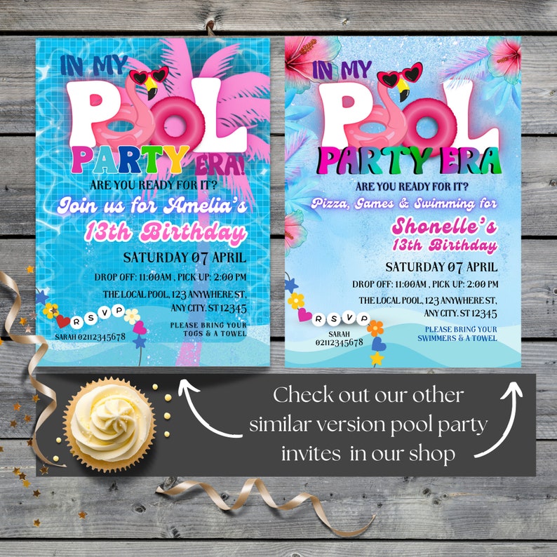 Self Editable Pool Party Invite, in My Pool Party Era, Eras Party ...