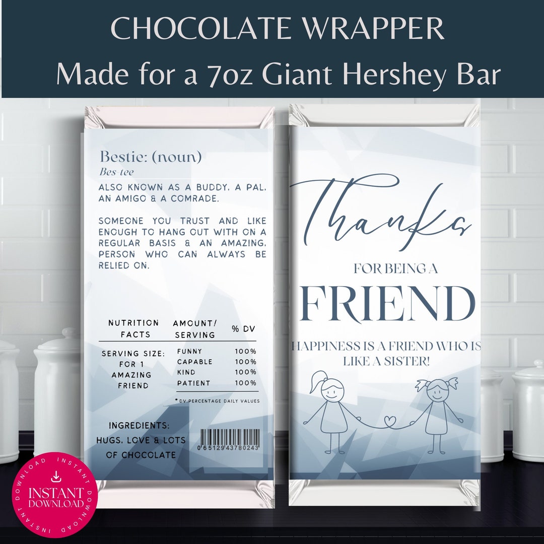 Candy Bar Wrapper, Printable Instant Download, Best Friend Gift Idea ...