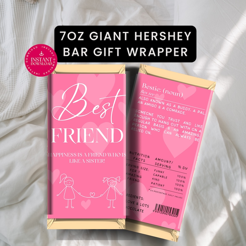 Candy Bar Wrapper, Printable Instant Download, Best Friend Gift Idea ...