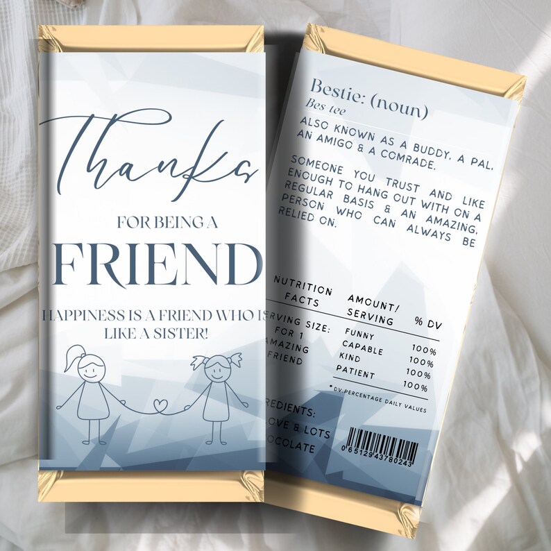 Candy Bar Wrapper, Printable Instant Download, Best Friend Gift Idea ...