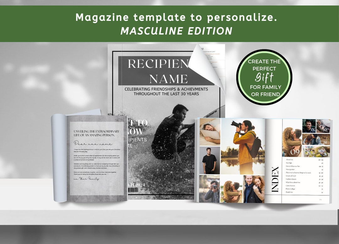 Custom Magazine Template, Canva, Graduation Gift Idea- Editable ...