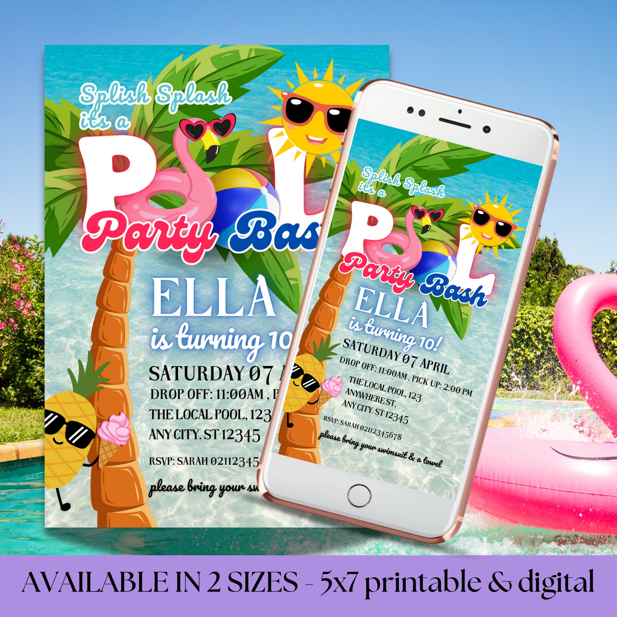 Editable Pool Party Invitation, in My Pool Party Era Invitation ...