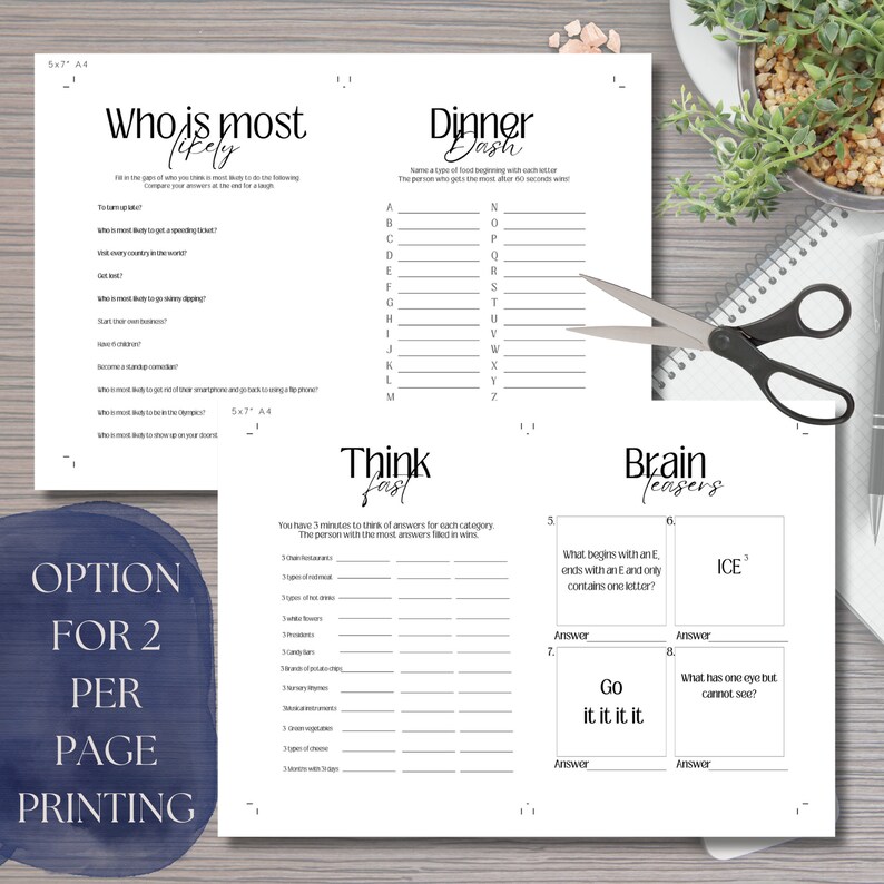 7 Printable Dinner Party Games Dinner Table Party Games - Etsy