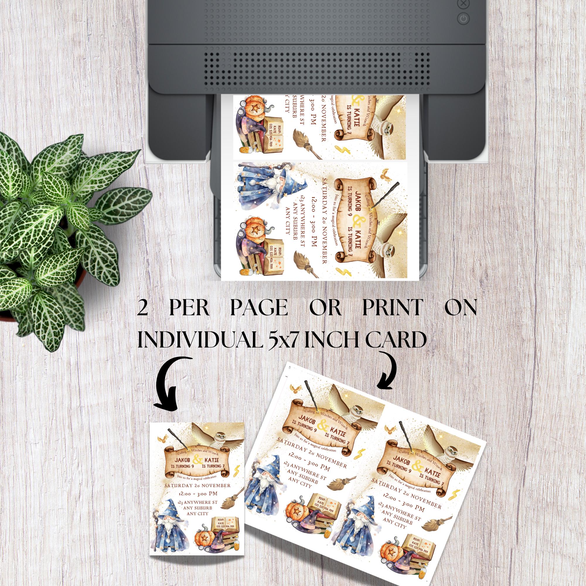 Wizard Twin Birthday Invitation, Wizard Siblings Invitatio,n Wizard ...