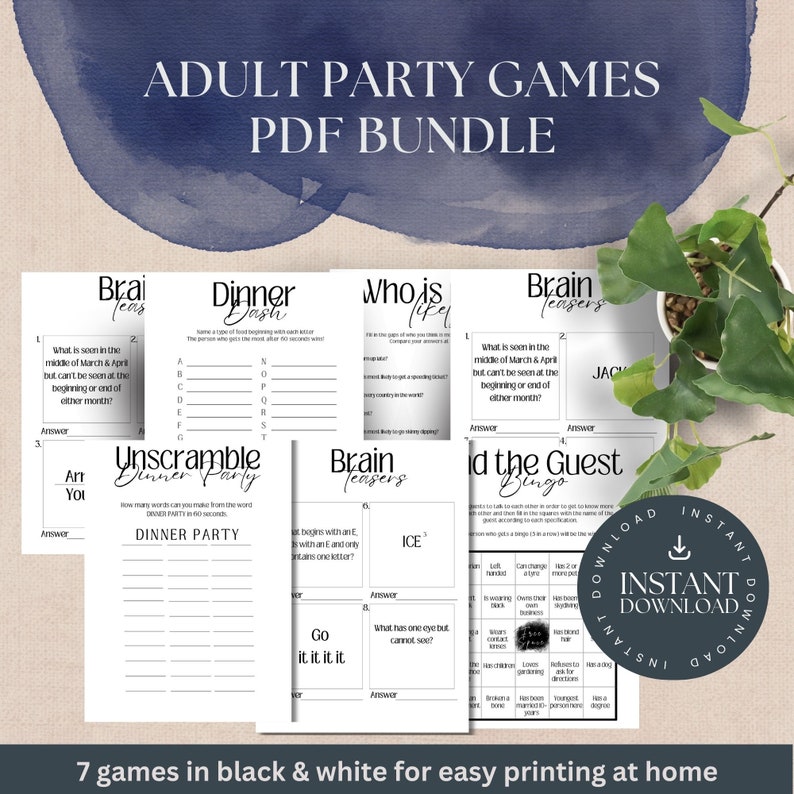 7 Printable Dinner Party Games Dinner Table Party Games - Etsy
