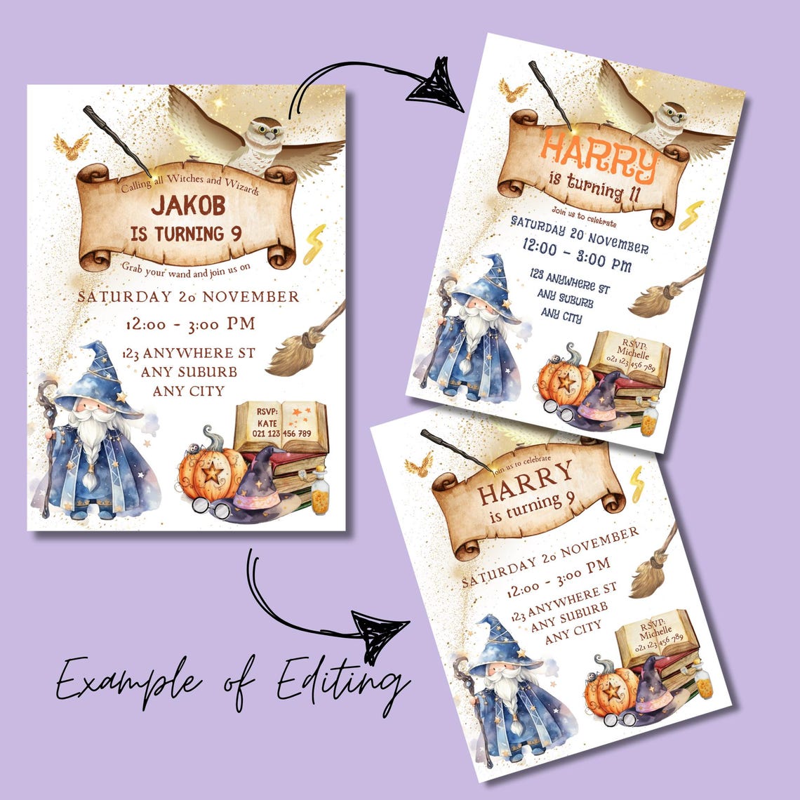 Editable Wizard Birthday Invitation Template | Magic Theme Birthday ...