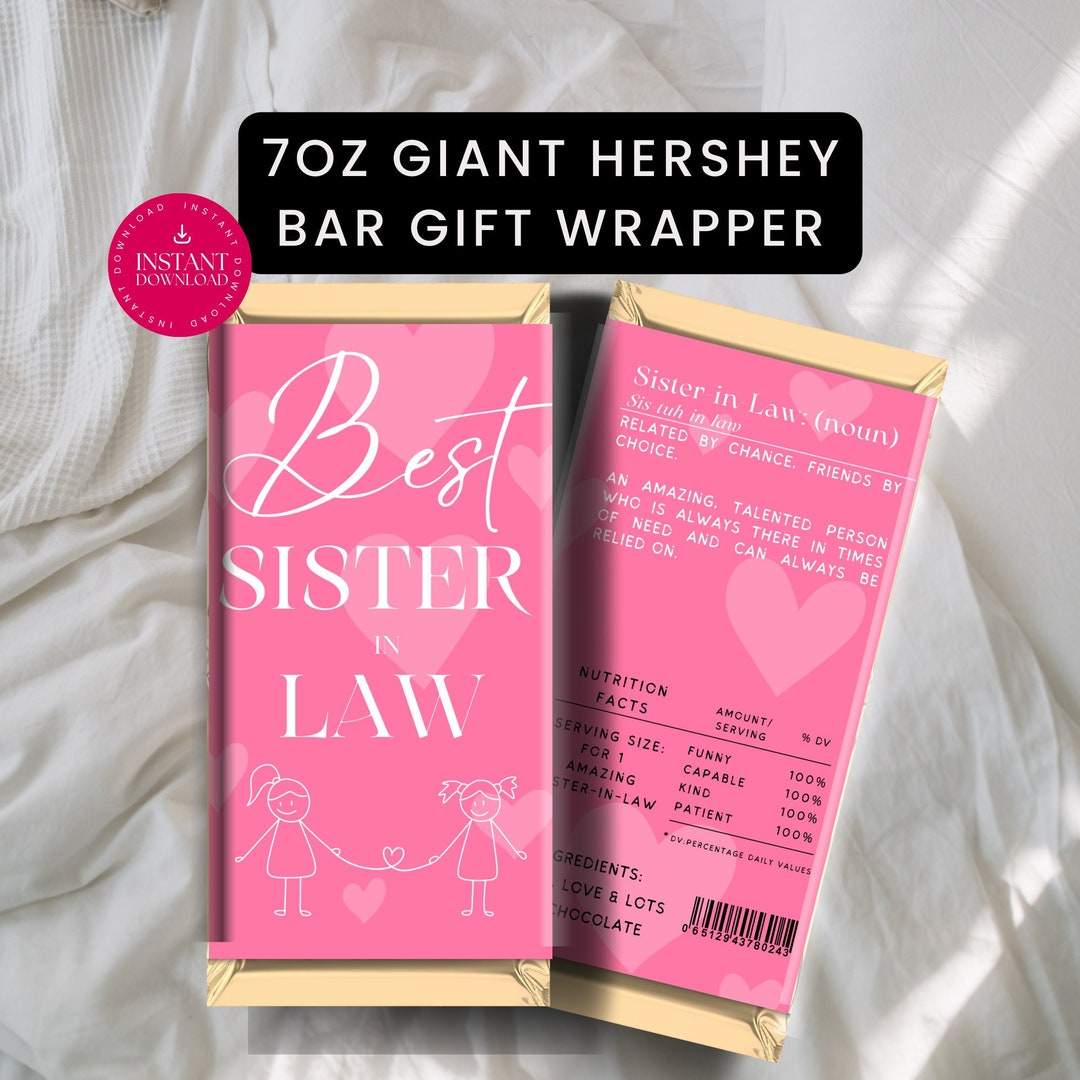 Candy Bar Wrapper, Printable Instant Download, Sister in Law Gift Idea ...